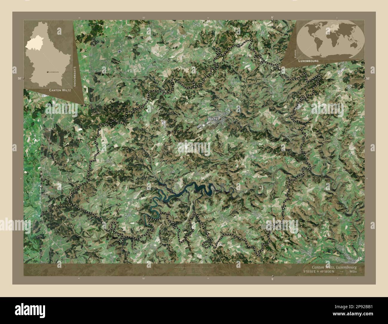 Canton Wiltz, canton of Luxembourg. High resolution satellite map ...