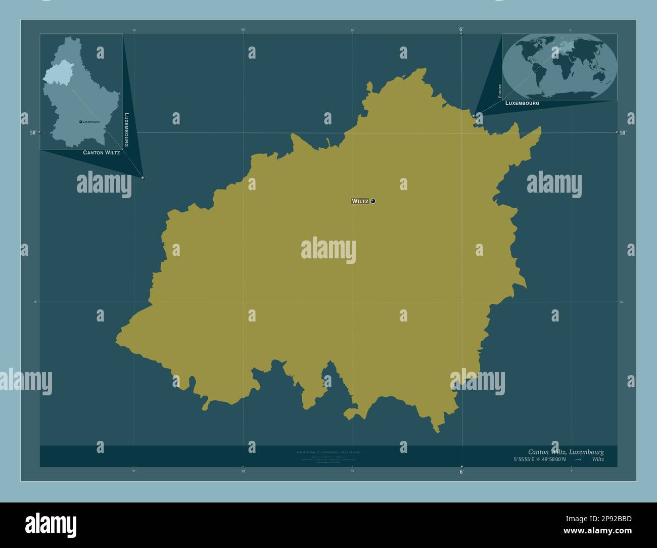 Canton Wiltz, canton of Luxembourg. Solid color shape. Locations and ...