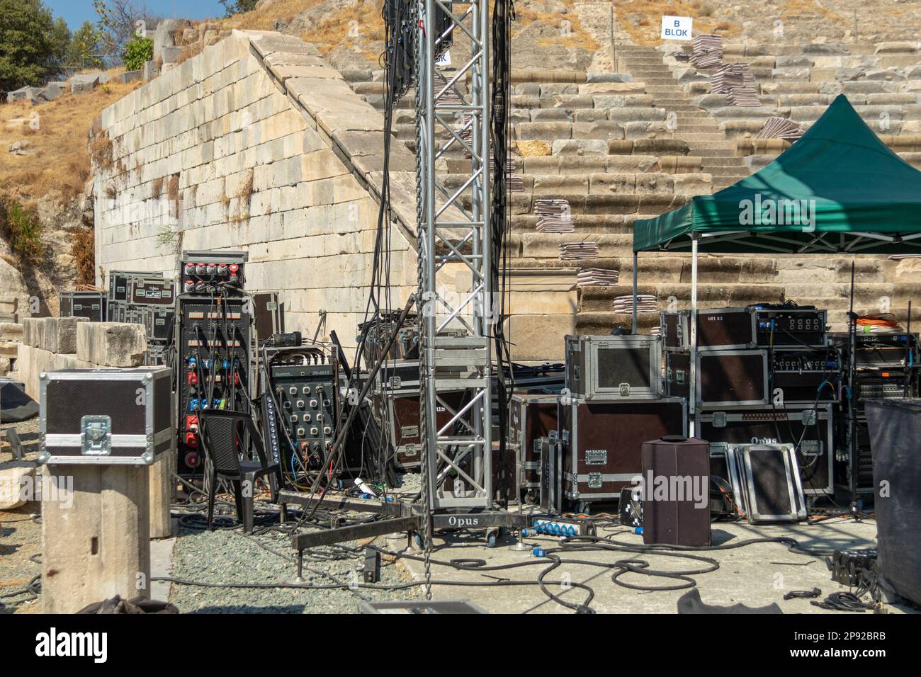 concert sound equipment at Bodrum amphitheatre Stock Photo - Alamy