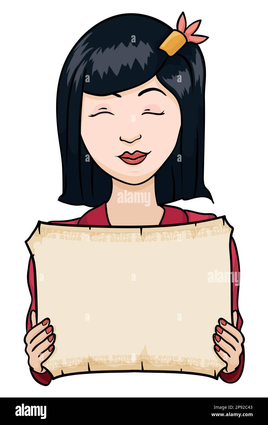 Beautiful Asian woman wearing traditional kimono and headdress while ...