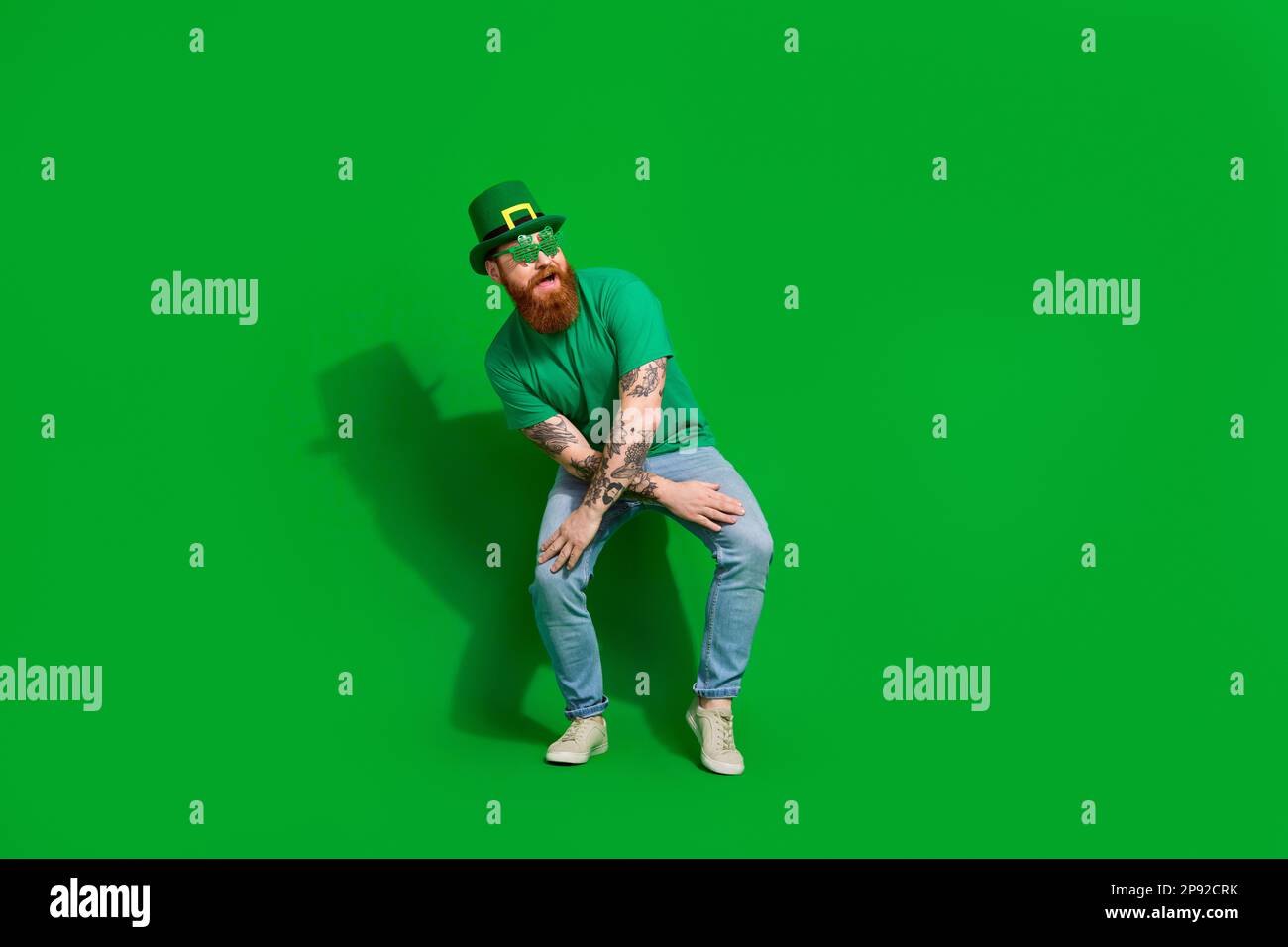 Full length photo of positive cheerful man wear t-shirt headwear ...