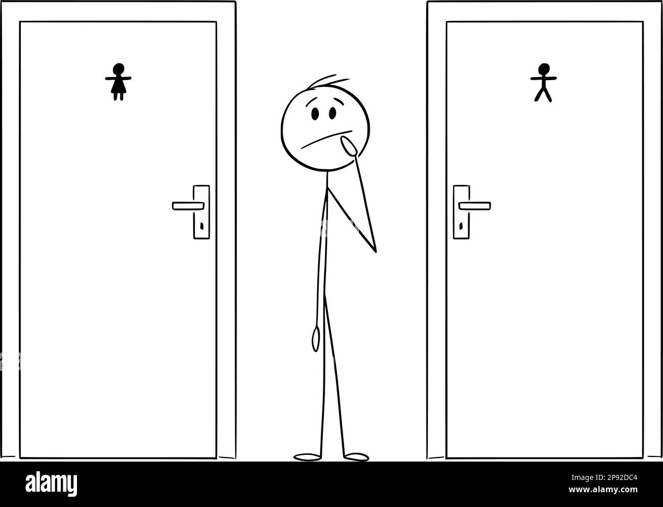Male or Female Bathroom, Toilet or Restroom , Vector Cartoon Stick ...
