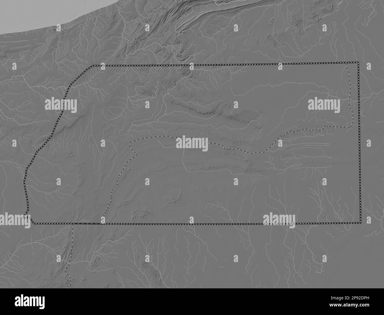 Es Semara, province of Western Sahara. Bilevel elevation map with lakes ...