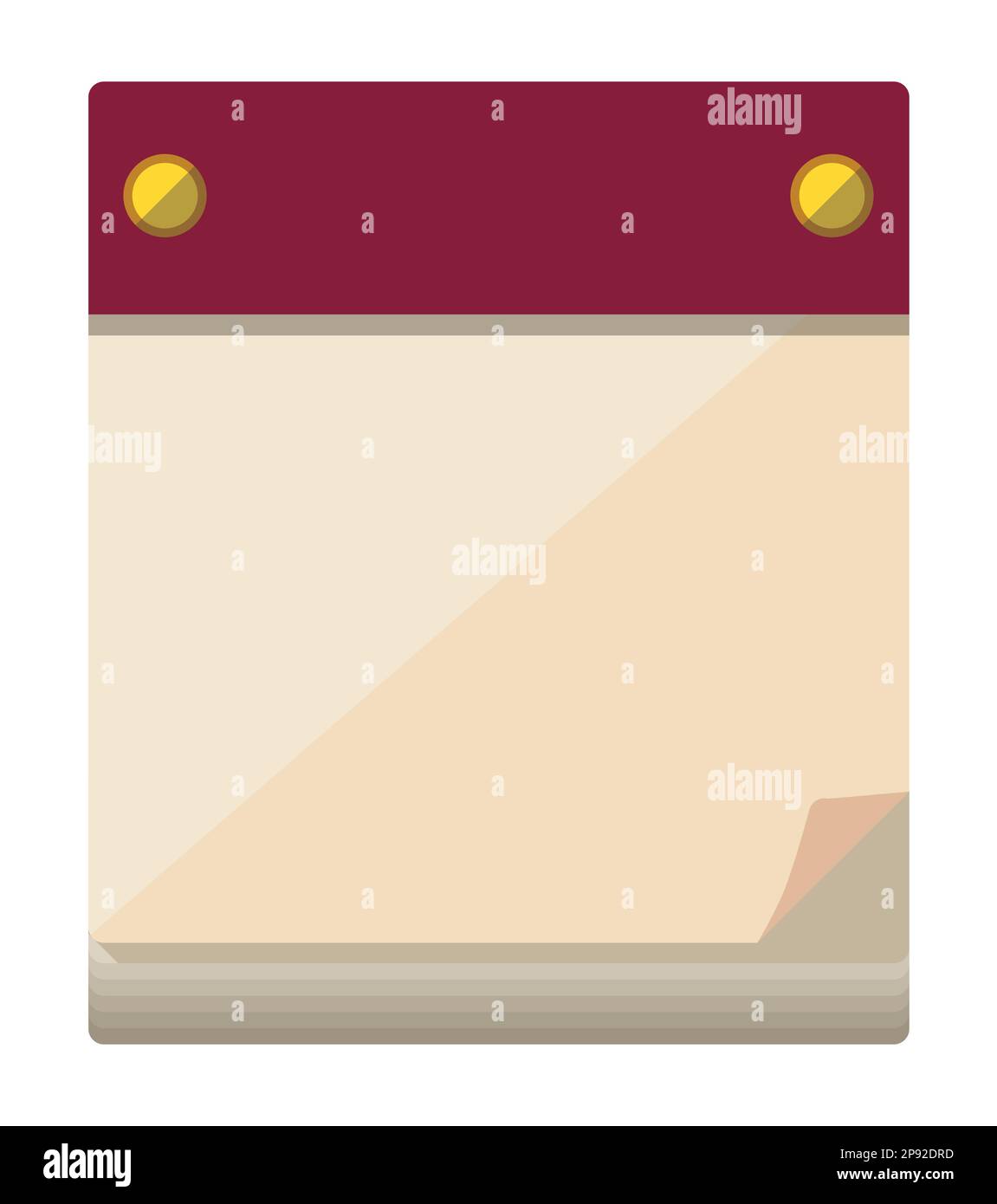 Loose-leaf block calendar with folded page, red top label and pushpins ...