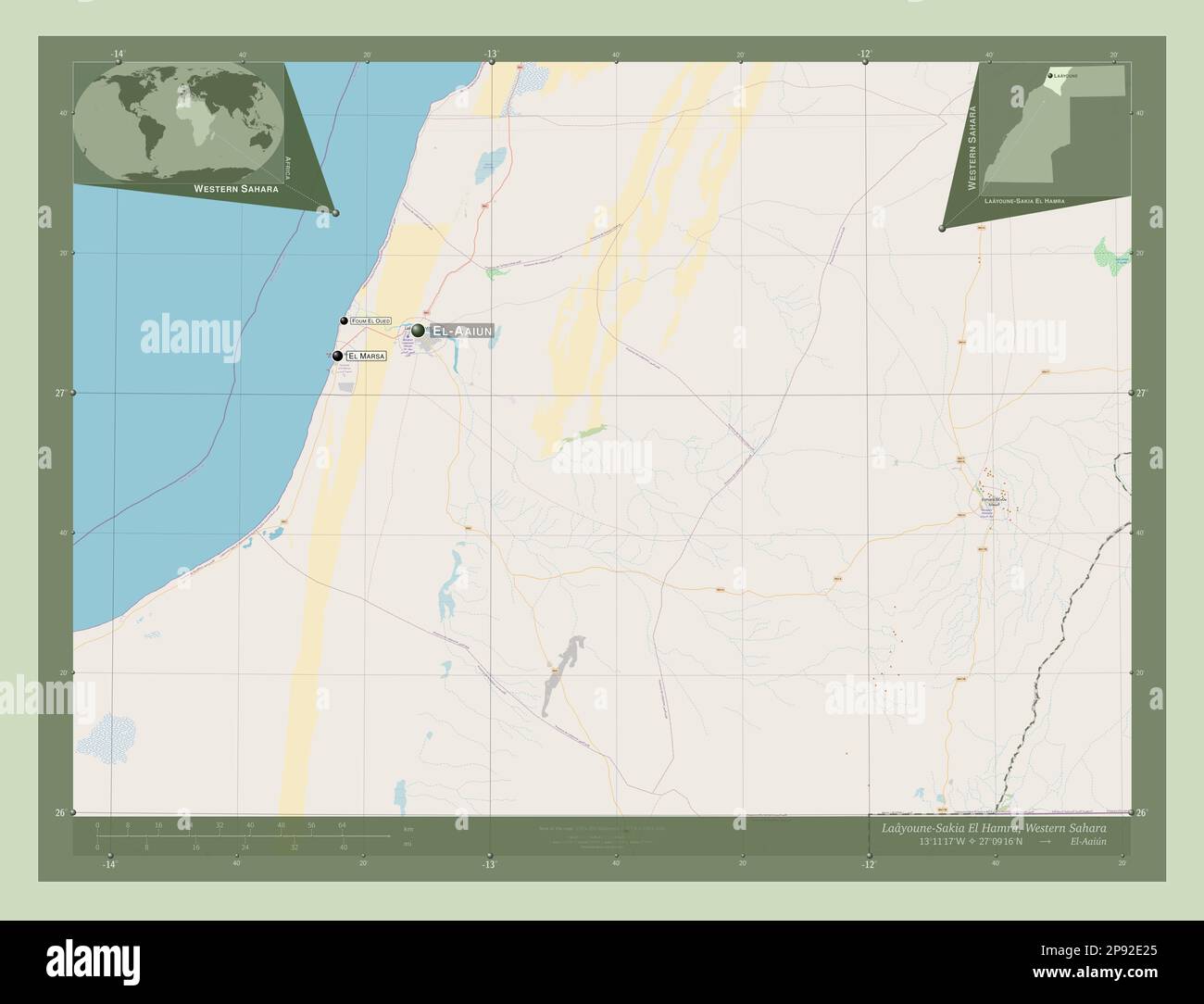 Laayoune-Sakia El Hamra, province of Western Sahara. Open Street Map ...