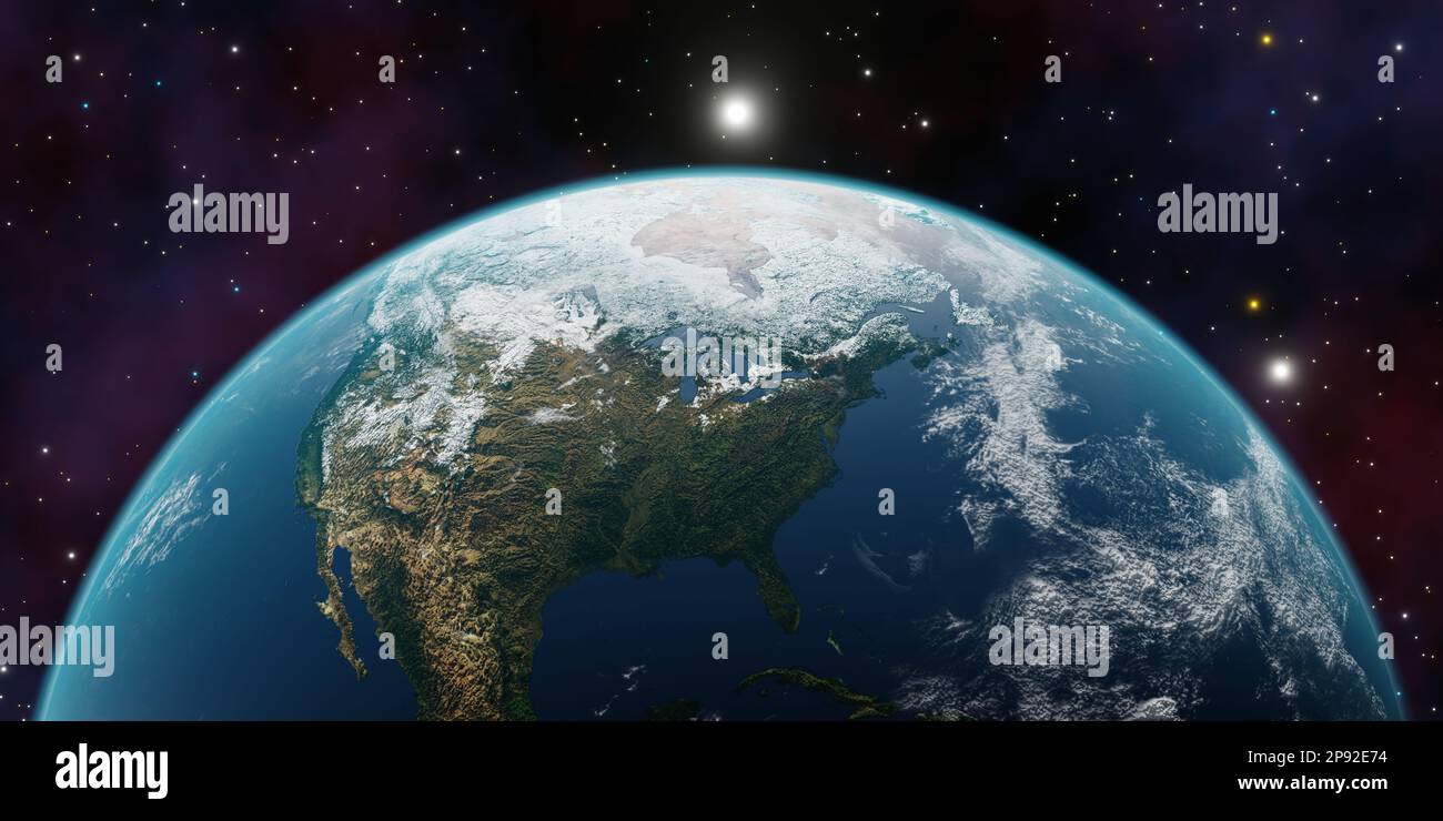 Beautiful 3d earth planet 3d render. Concept of climate change, dark ...