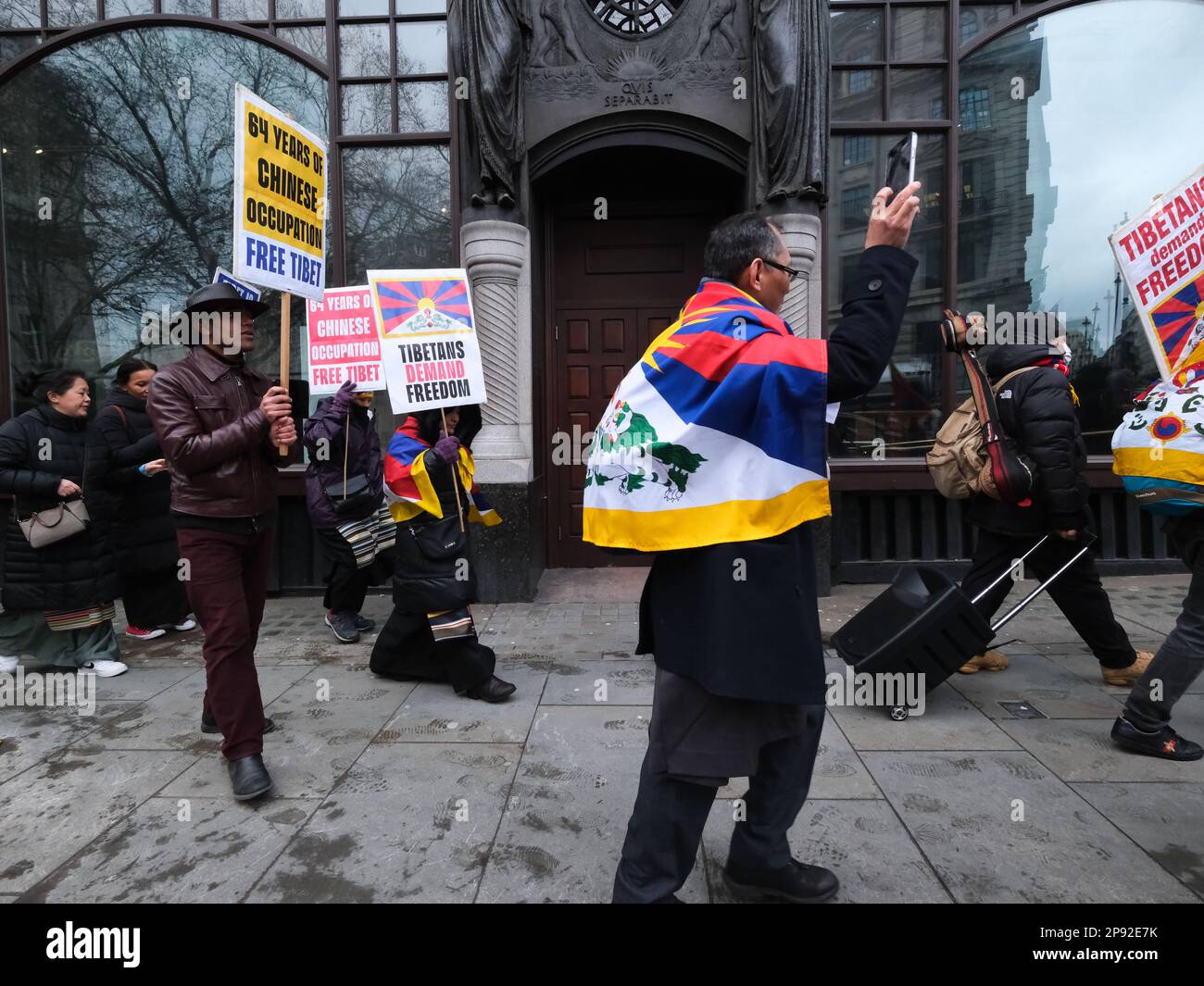London, UK. 10th March 2023. Rally and march by Tibetans in London, to ...