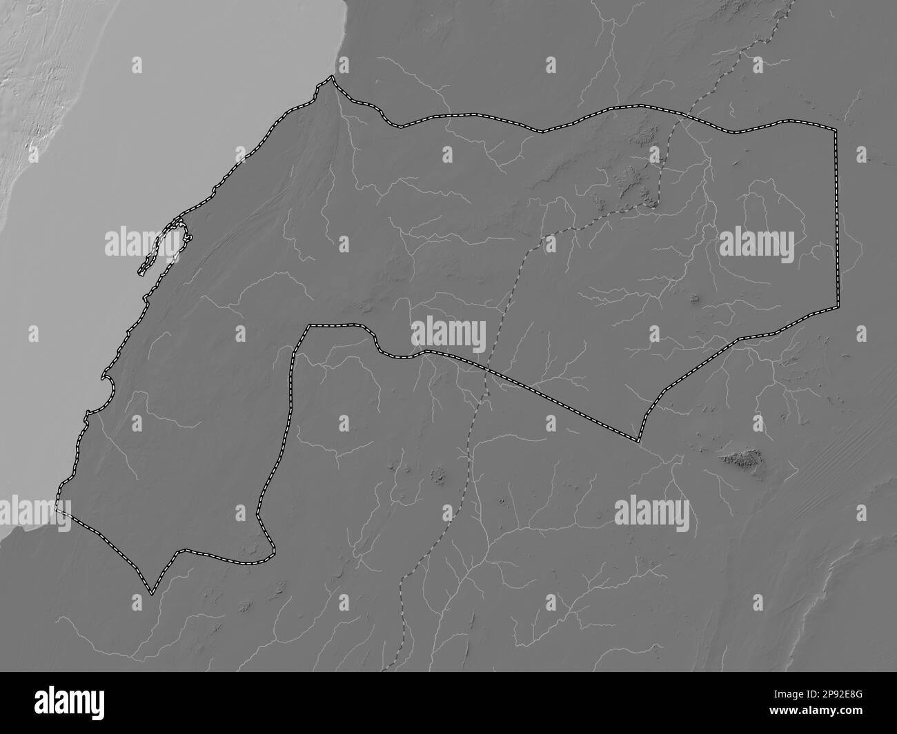 Dakhla-Oued Ed-Dahab, province of Western Sahara. Bilevel elevation map ...