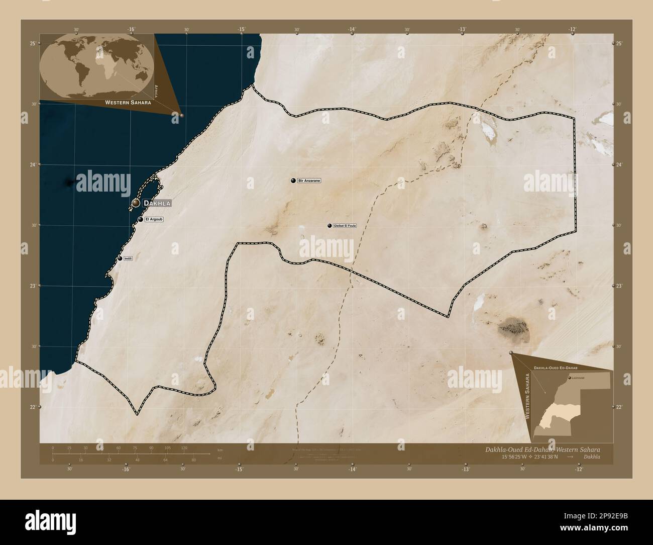 Dakhla-Oued Ed-Dahab, province of Western Sahara. Low resolution ...