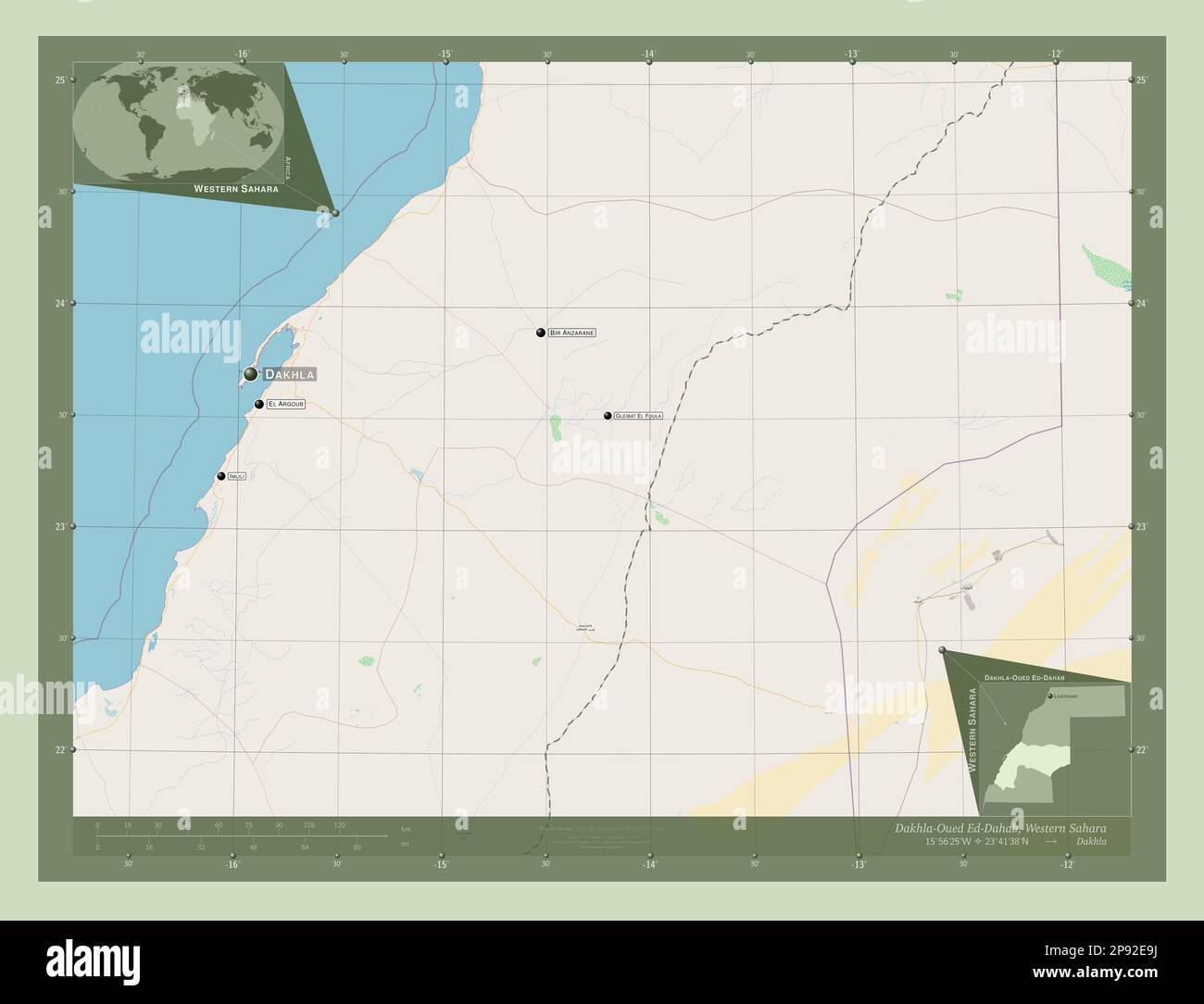 Dakhla-Oued Ed-Dahab, province of Western Sahara. Open Street Map ...