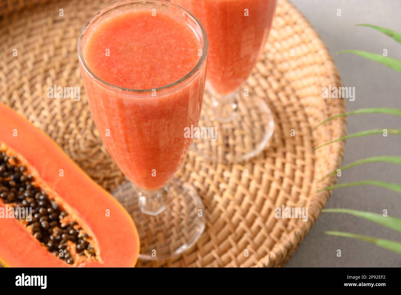Asian popular freshness Papaya lassi, smoothie made of water, spices ...