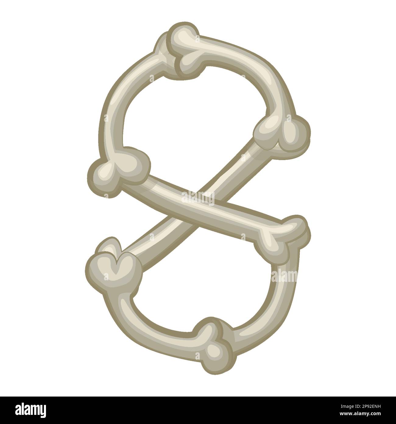 Bone number 8, vector digit eight. Cartoon isoled number on white ...
