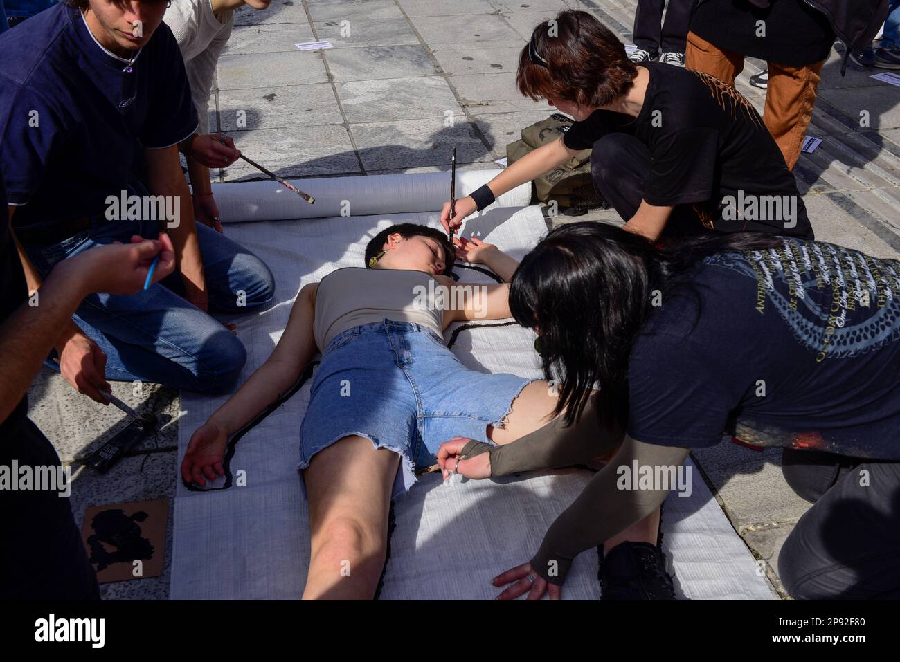 Mock crime scene hi-res stock photography and images - Alamy