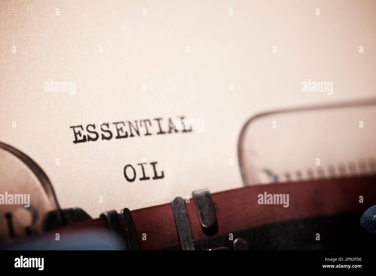 Essential oil text written with a typewriter Stock Photo - Alamy