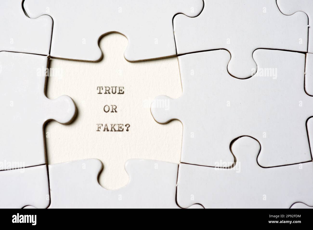 True or fake question text written with a typewriter in a white puzzle ...