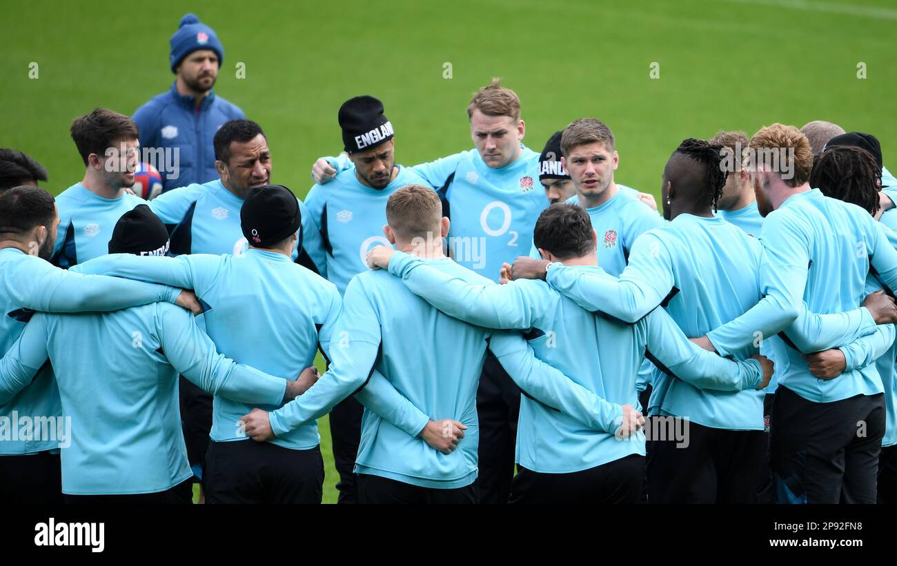 Twickenham Stadium, England, UK. 10th March, 2023. Owen Farrell talks ...