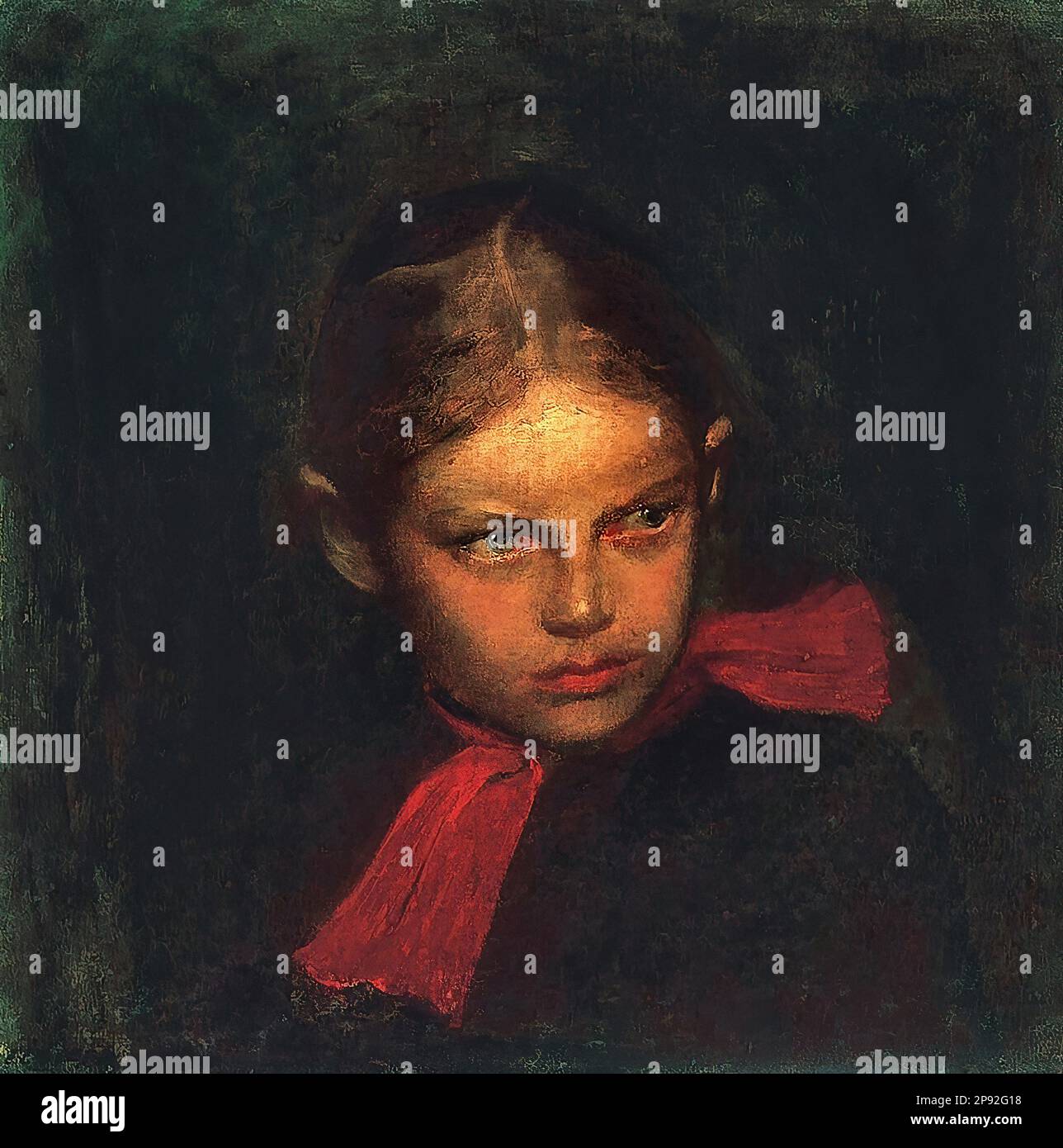 Fenyes Adolf - Vörös sálas lány - Magyar Iskola - XIX - Fenyes Adolf ...