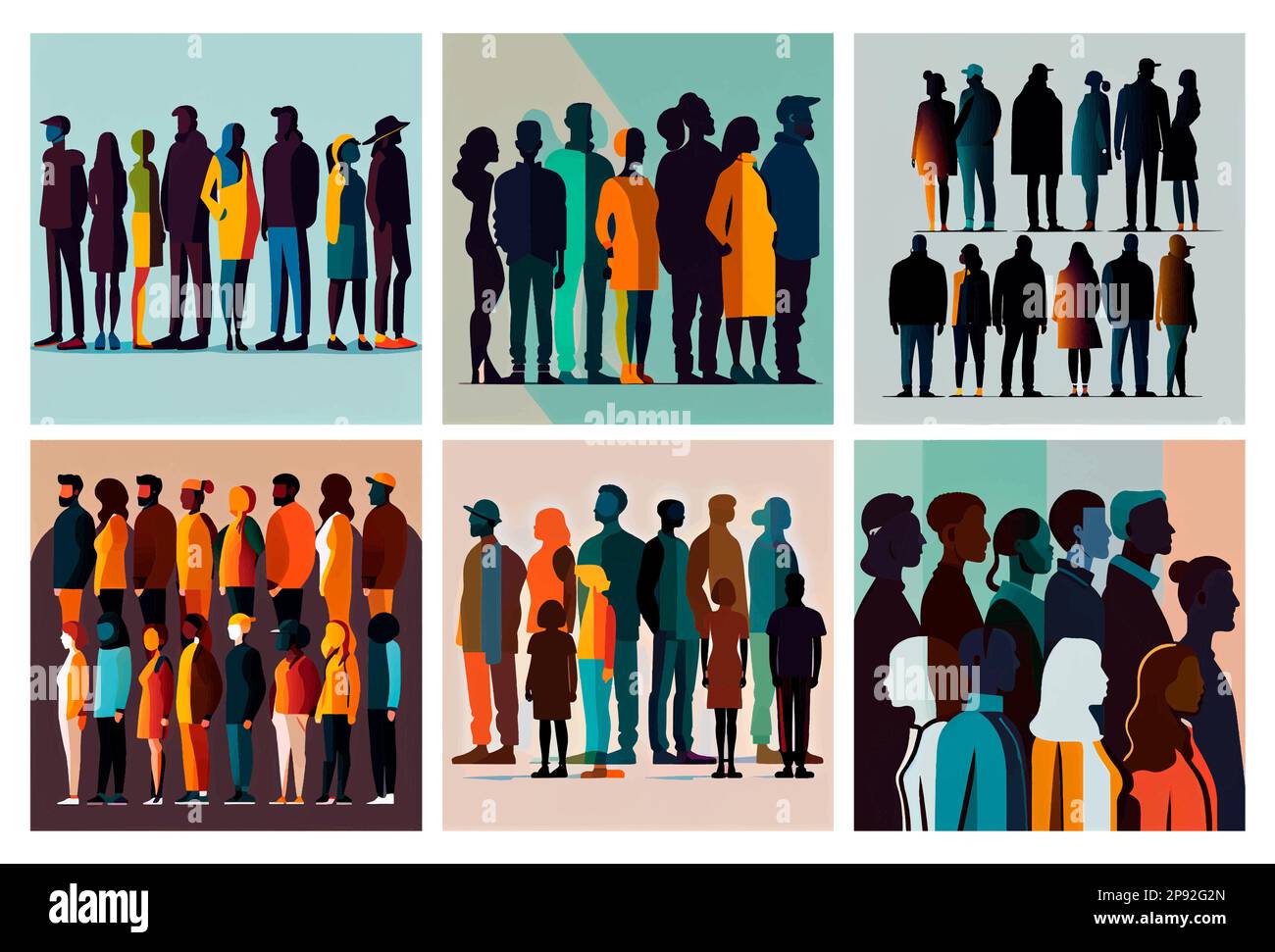set vector illustration of people together international communication ...
