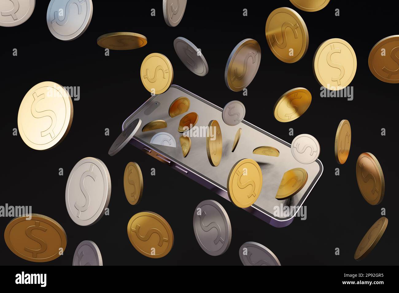 Mobile smart phone coins hi-res stock photography and images - Alamy