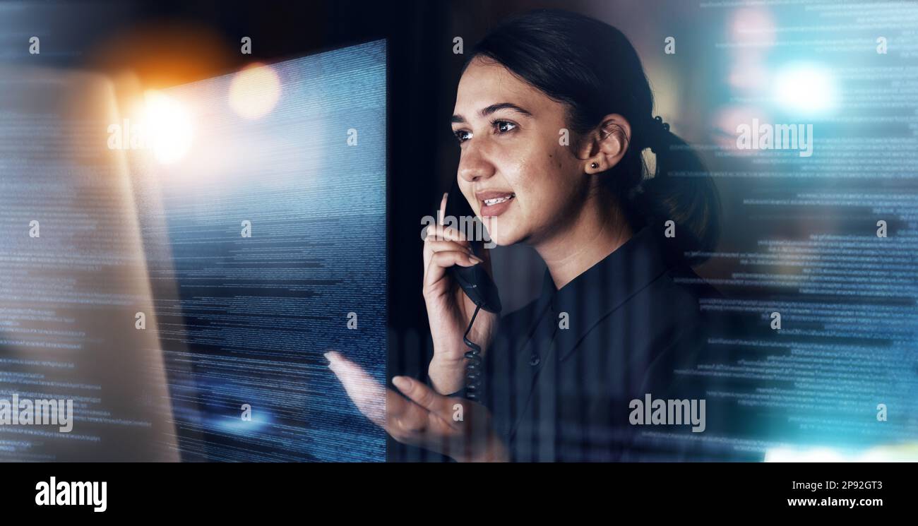 Phone call communication, overlay and night woman proposal, plan or ...