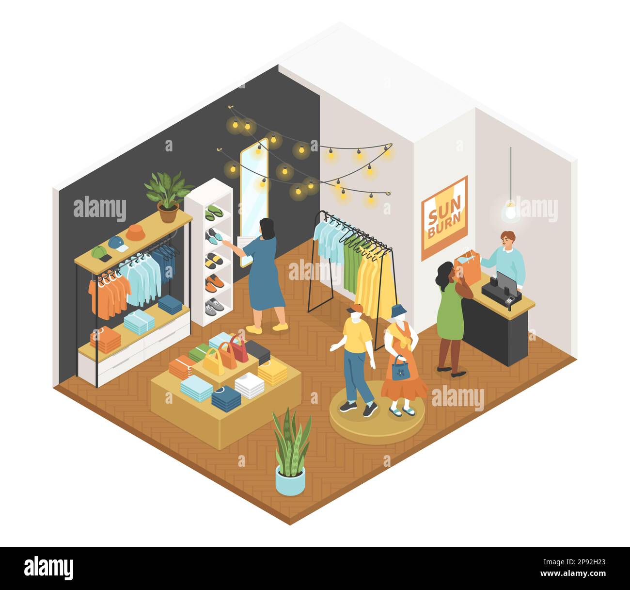 Clothing shop - modern vector colorful isometric illustration Stock ...