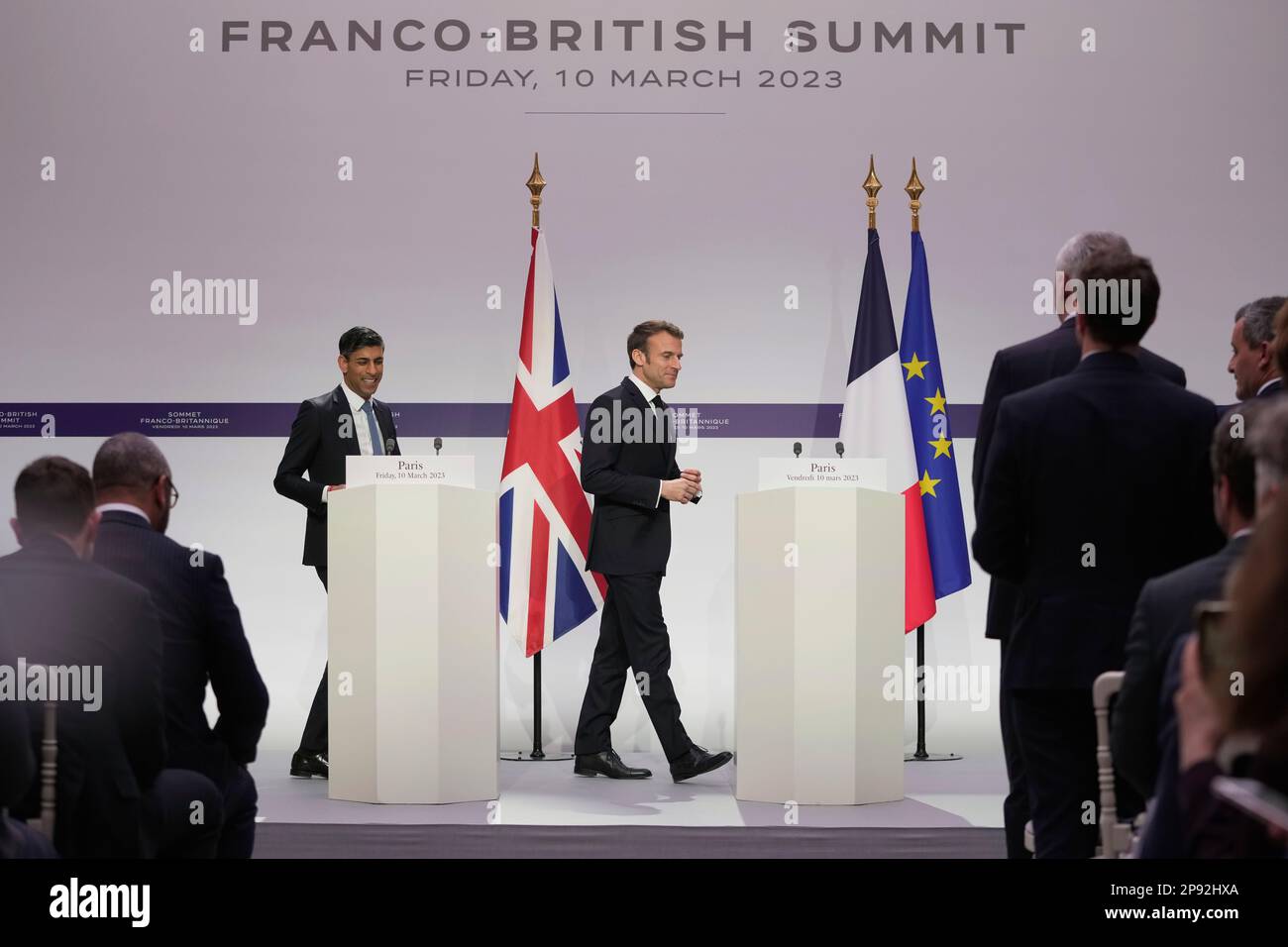 Prime Minister Rishi Sunak (left) and President of France, Emmanuel ...