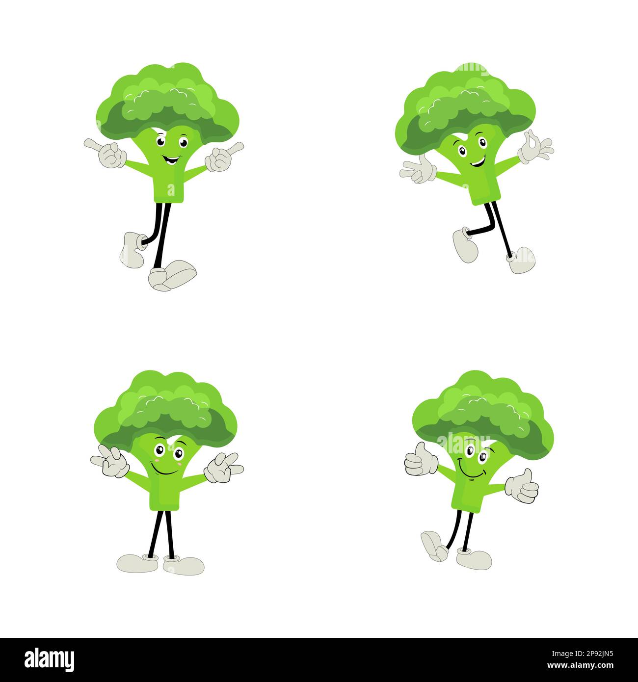 Broccoli mascot cartoon in vector. Cute happy smiling broccoli ...