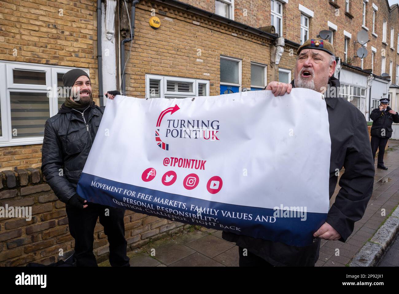 London/UK 10 FEB 2023. A counter protest was organised by a number of ...