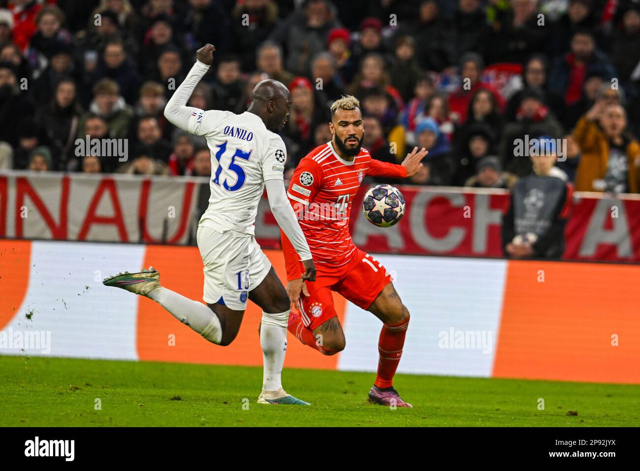 Munich, 8. March 2023, #15 Danilo PSG, #13 Eric Maxim Choupo-Moting FCB ...