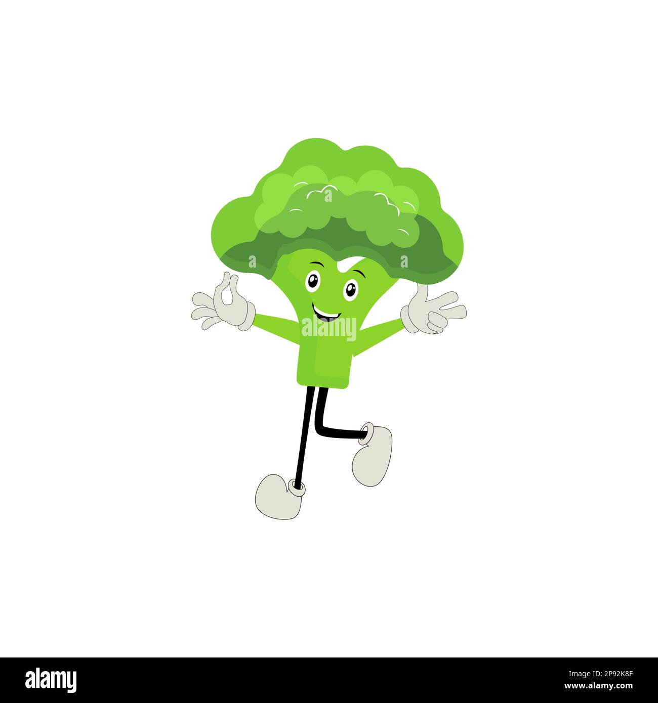 Broccoli mascot cartoon in vector. Cute happy smiling broccoli ...