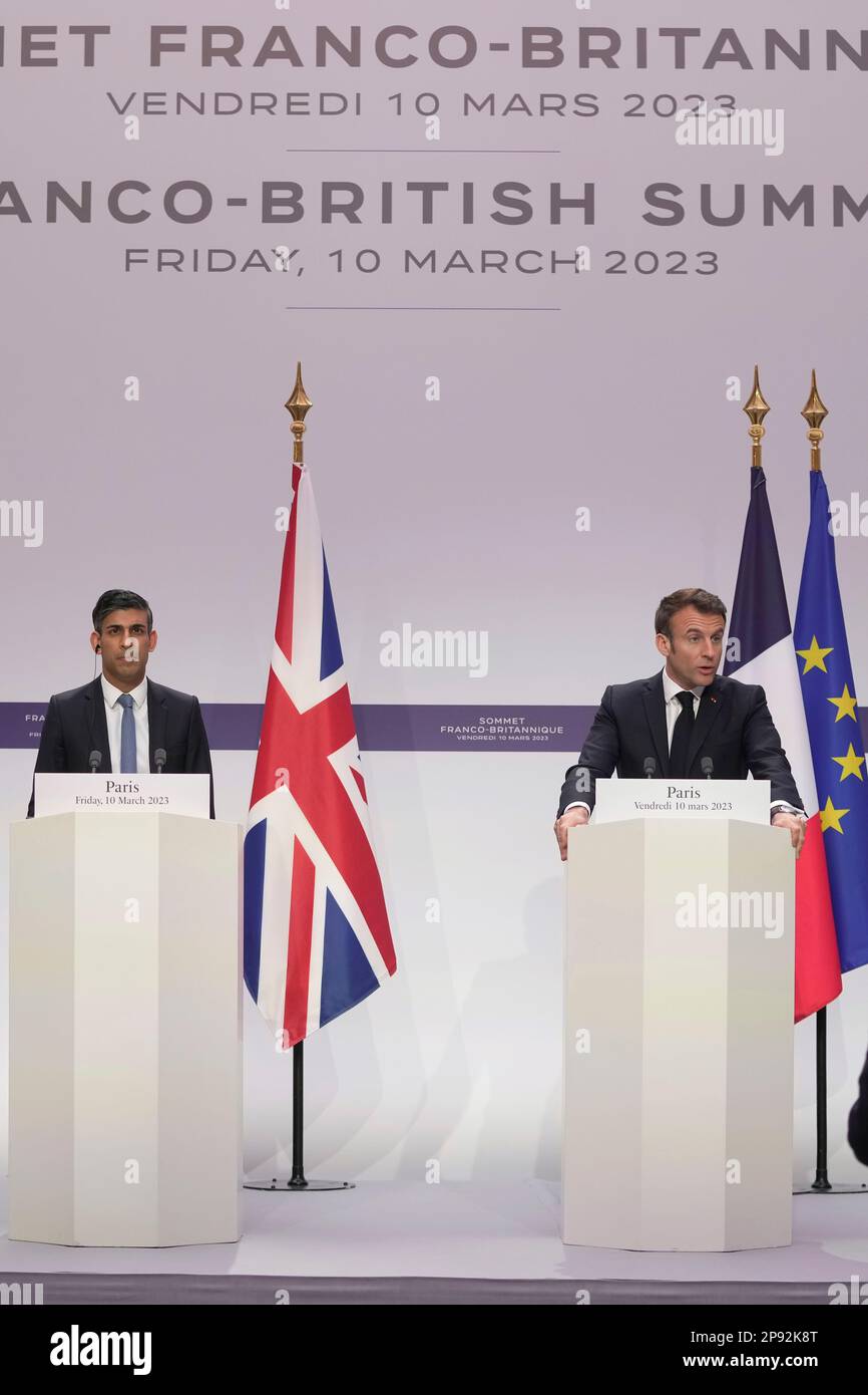 Prime Minister Rishi Sunak (left) and President of France, Emmanuel ...