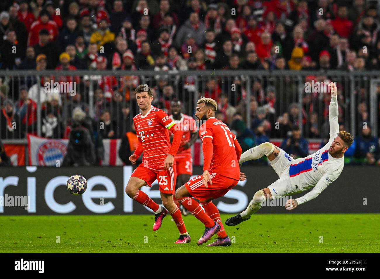 Munich, 8. March 2023, #25 Thomas Mueller FCB, #13 Eric Maxim Choupo ...