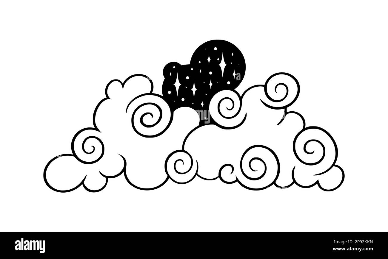 Tarot cloud with stars. Vintage boho cloud for esoteric astrology ...