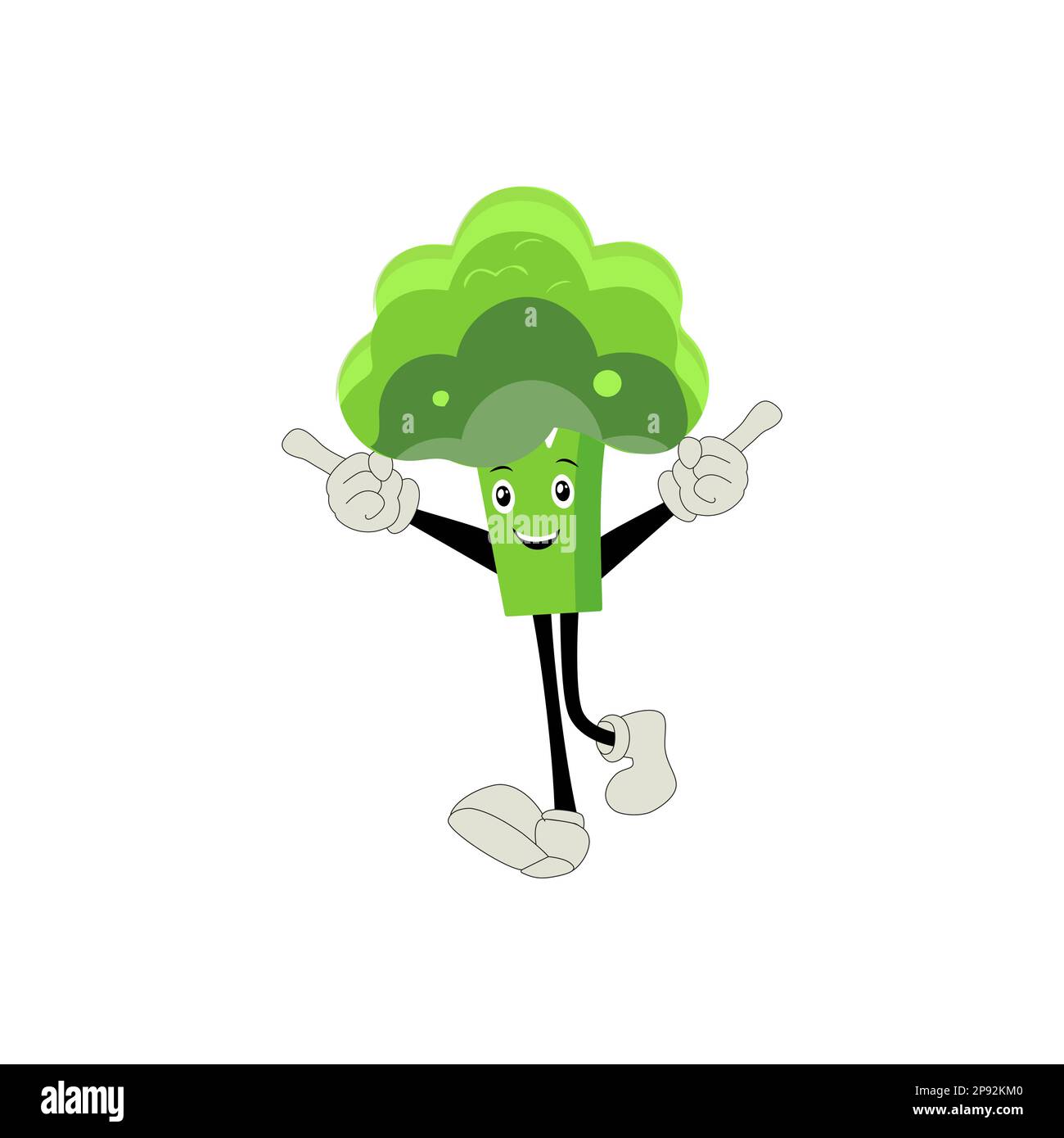 Broccoli mascot cartoon in vector. Cute happy smiling broccoli ...