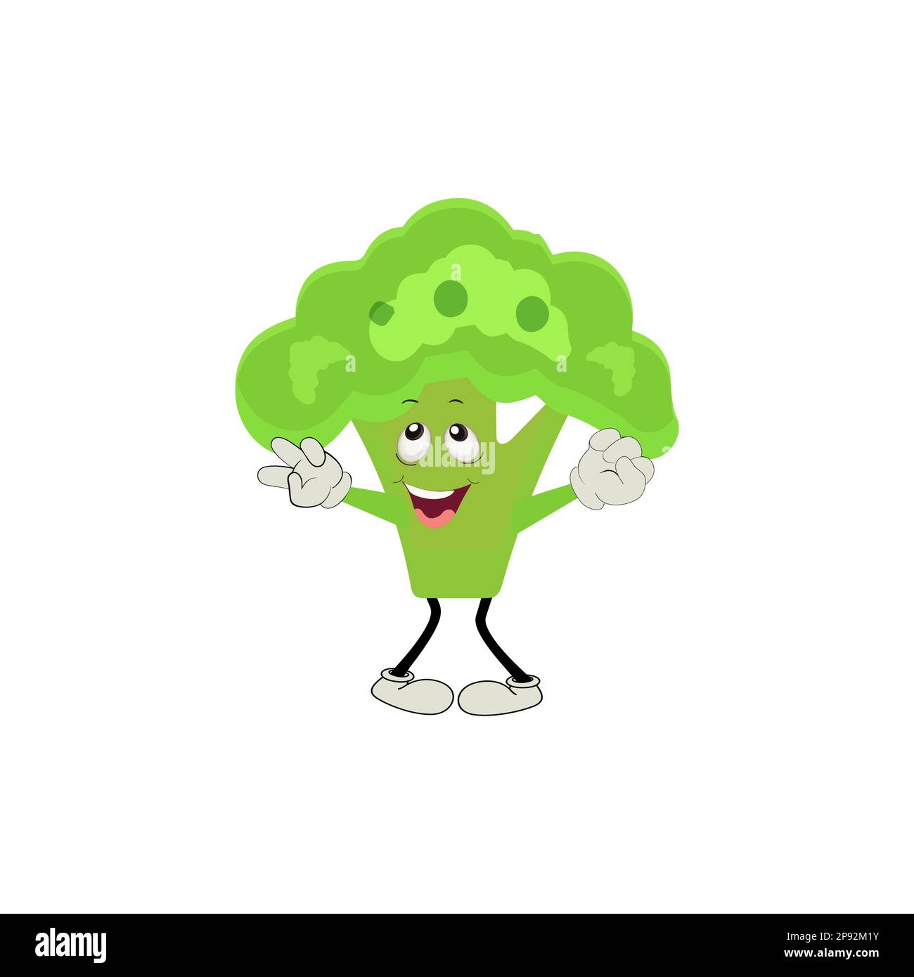 Broccoli mascot cartoon in vector. Cute happy smiling broccoli vegetable set collection. Vector ...