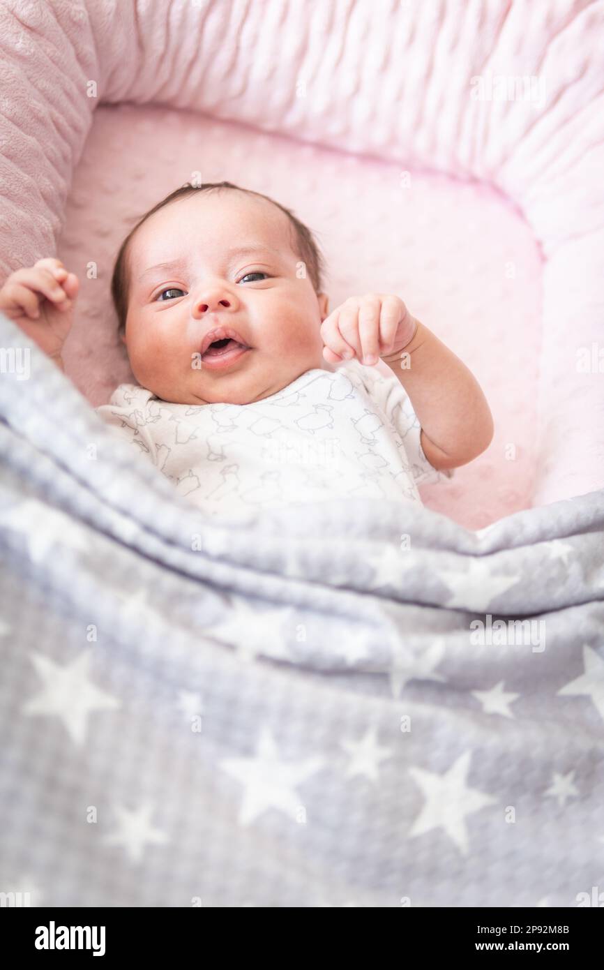 Subjective look of a baby woman in her crib Stock Photo - Alamy