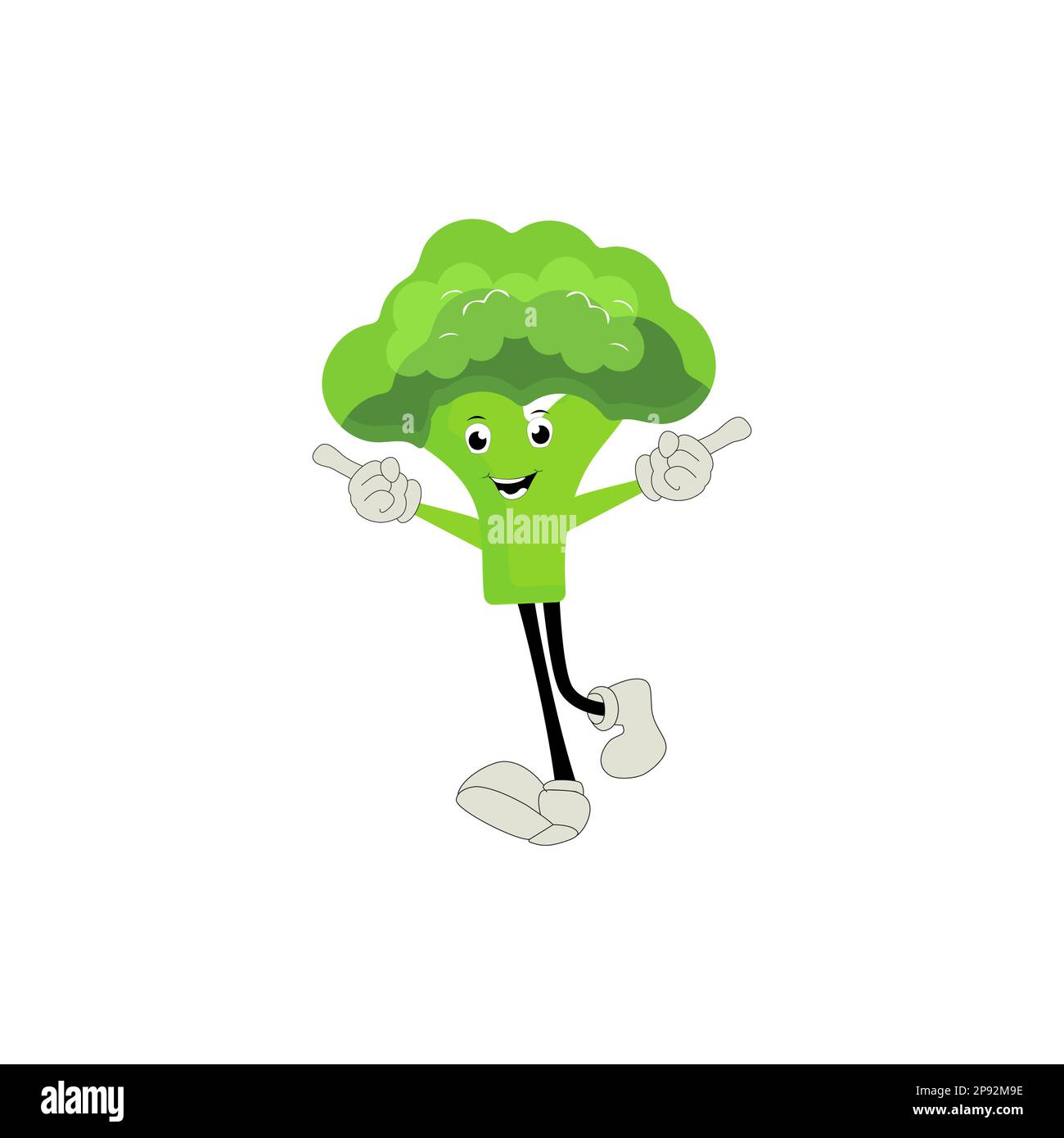 Broccoli mascot cartoon in vector. Cute happy smiling broccoli vegetable set collection. Vector ...