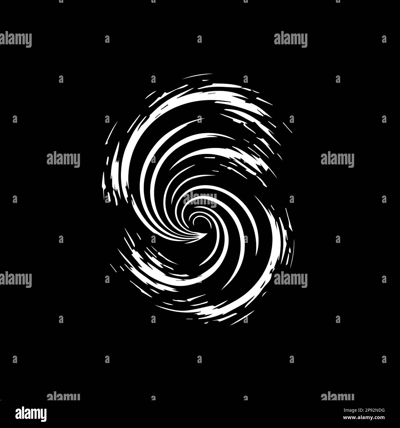 Minimalistic logo template, white icon of hurricane silhouette on black ...