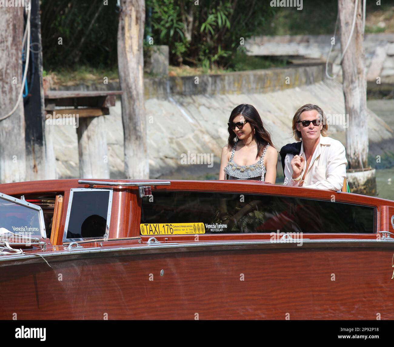 Chris Pine and Gemma Chan arriving at the Venice film festival 2022 ...