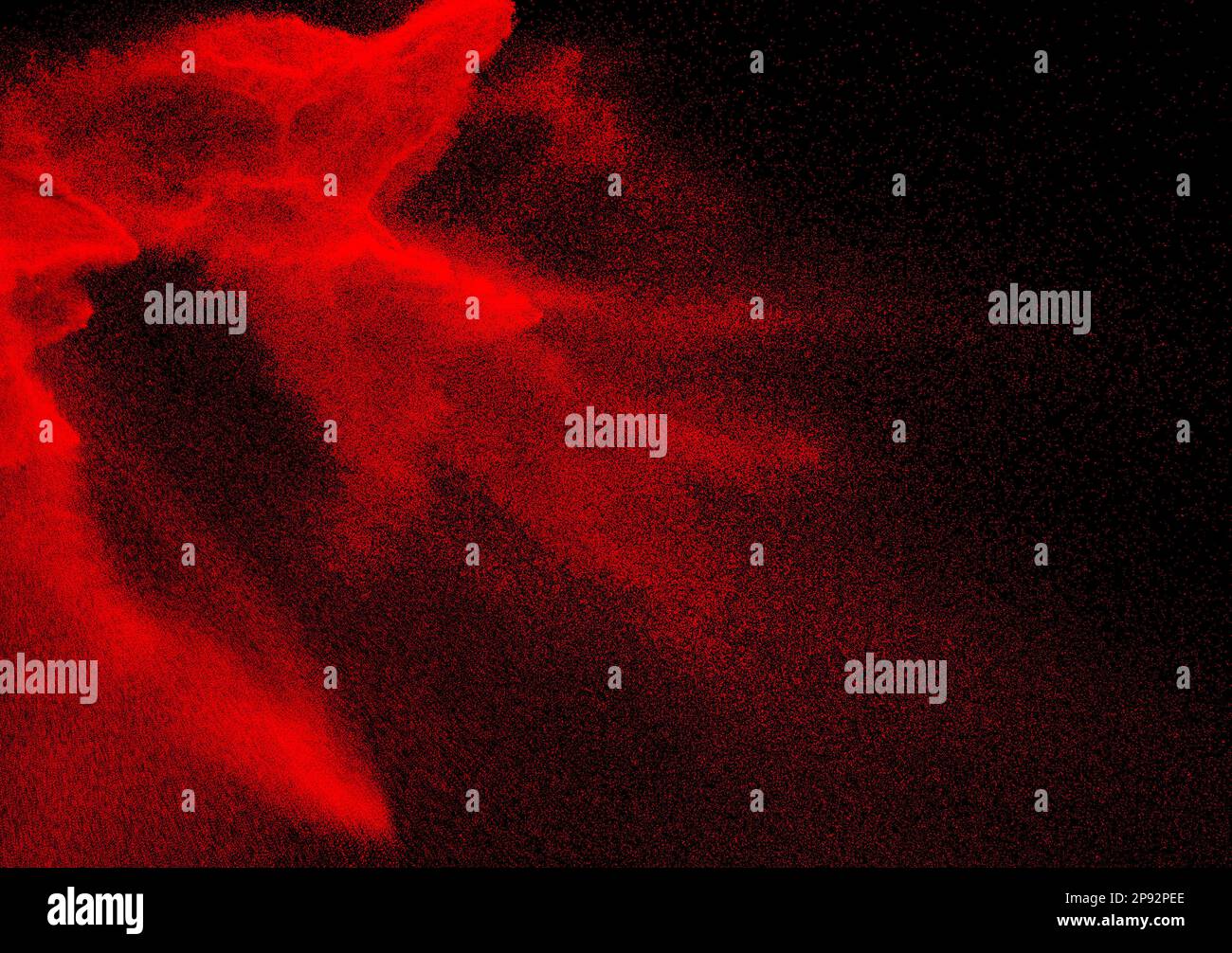 Red dust particles explosioon on black background.Red powder splash ...