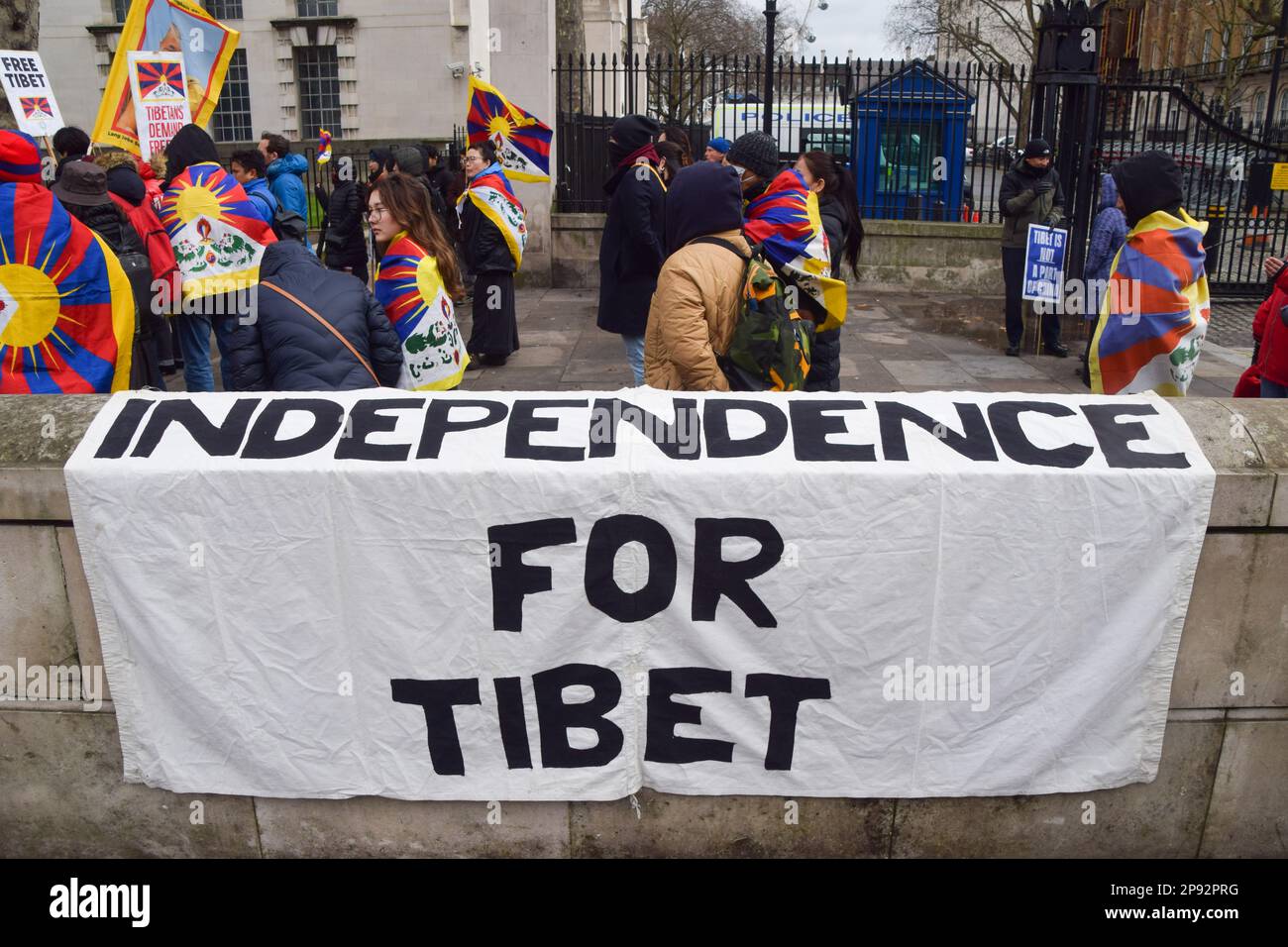 London, England, UK. 10th Mar, 2023. Protesters gathered outside ...