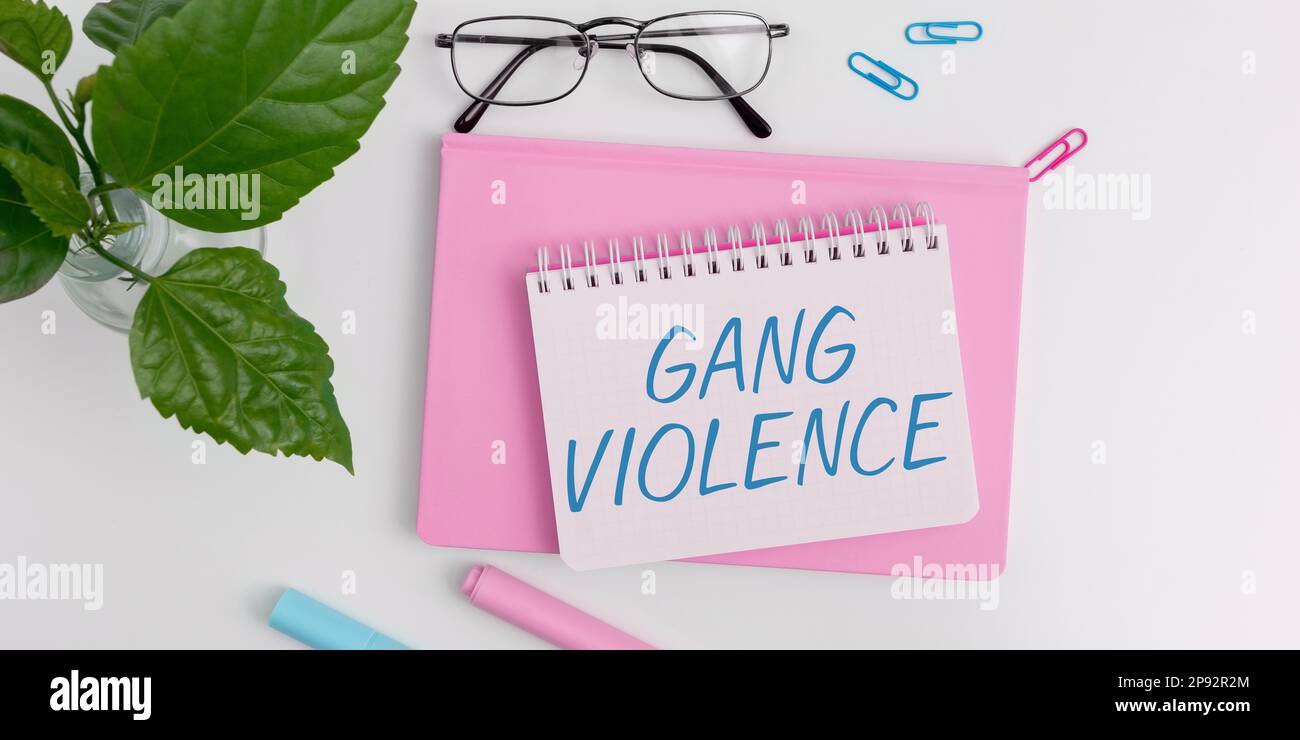 Writing displaying text Gang Violence. Business idea infringement of ...