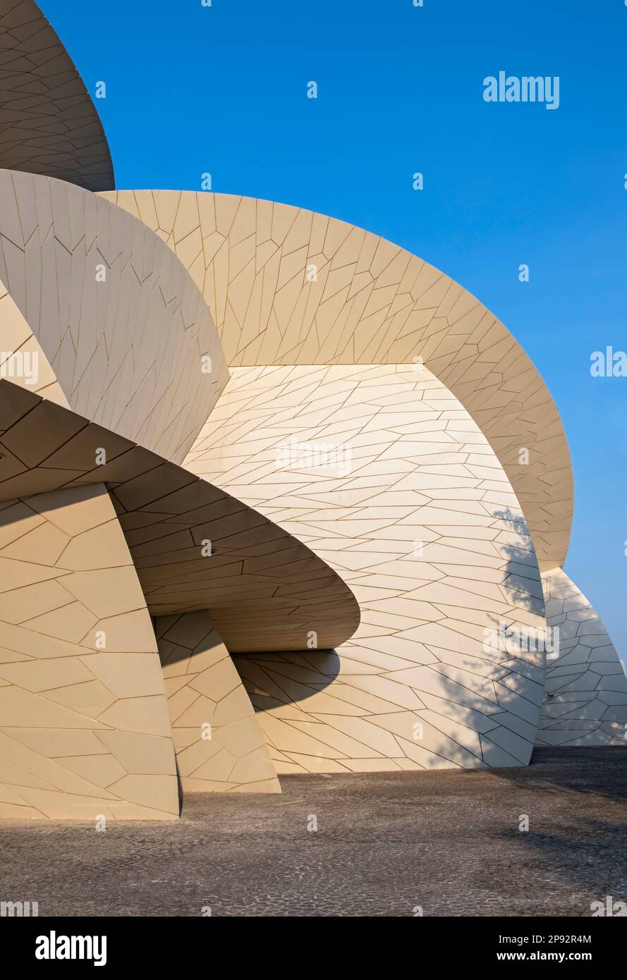 Architectural detail, National Museum of Qatar building, Doha Stock ...
