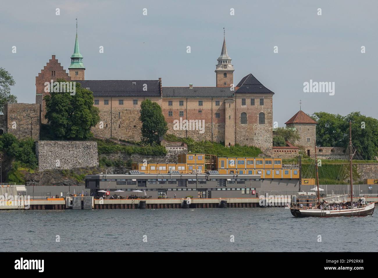 Norway, Oslo, Panoramic view of medieval Akershus Fortress - Akershus ...