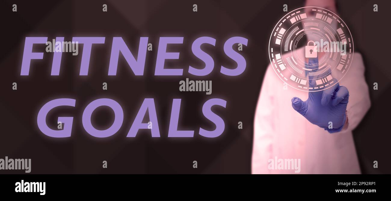 Hand writing sign Fitness Goals. Business approach Loose fat Build ...