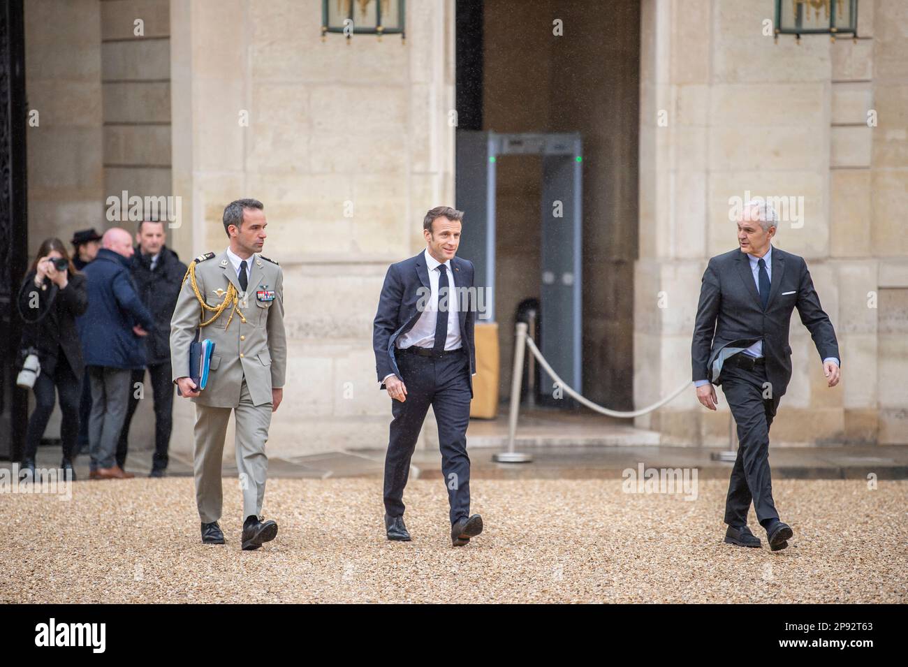 Paris, France. 10th Mar, 2023. French President Emmanuel Macron with an ...