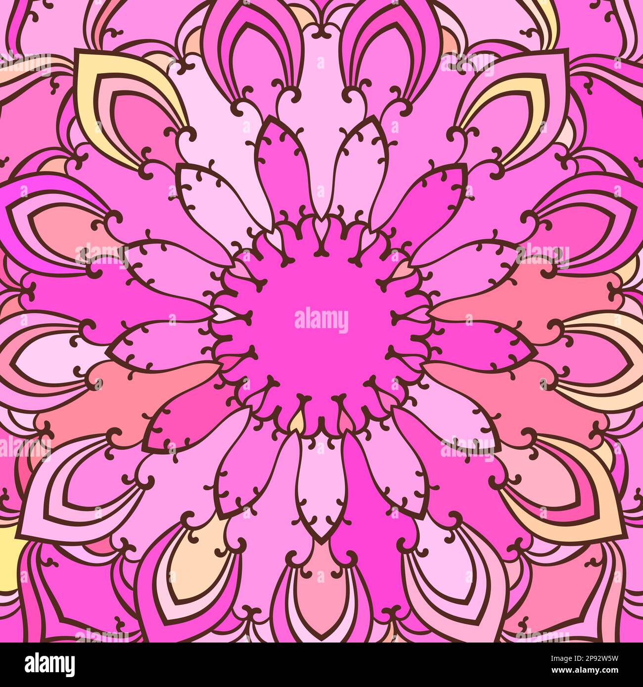 Abstract decorative random pink multicolor mandala background, Round ...