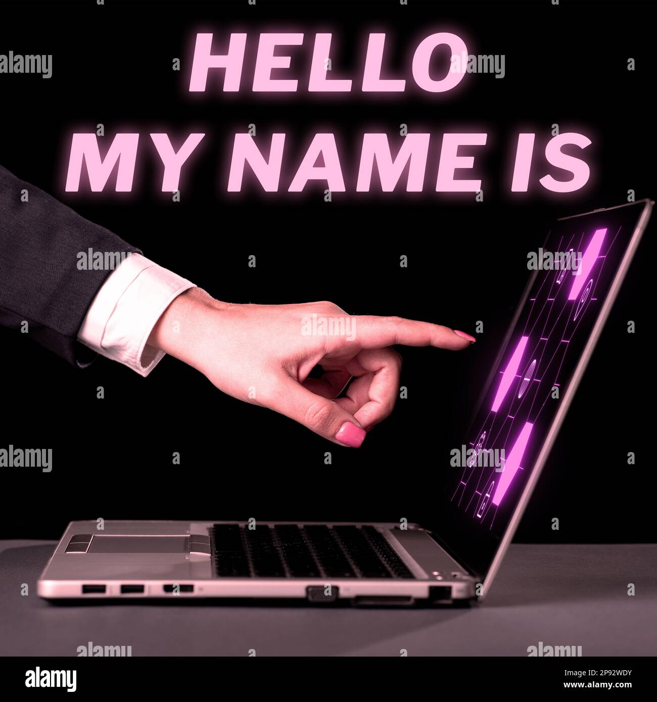 Conceptual caption Hello My Name Is. Concept meaning introducing ...