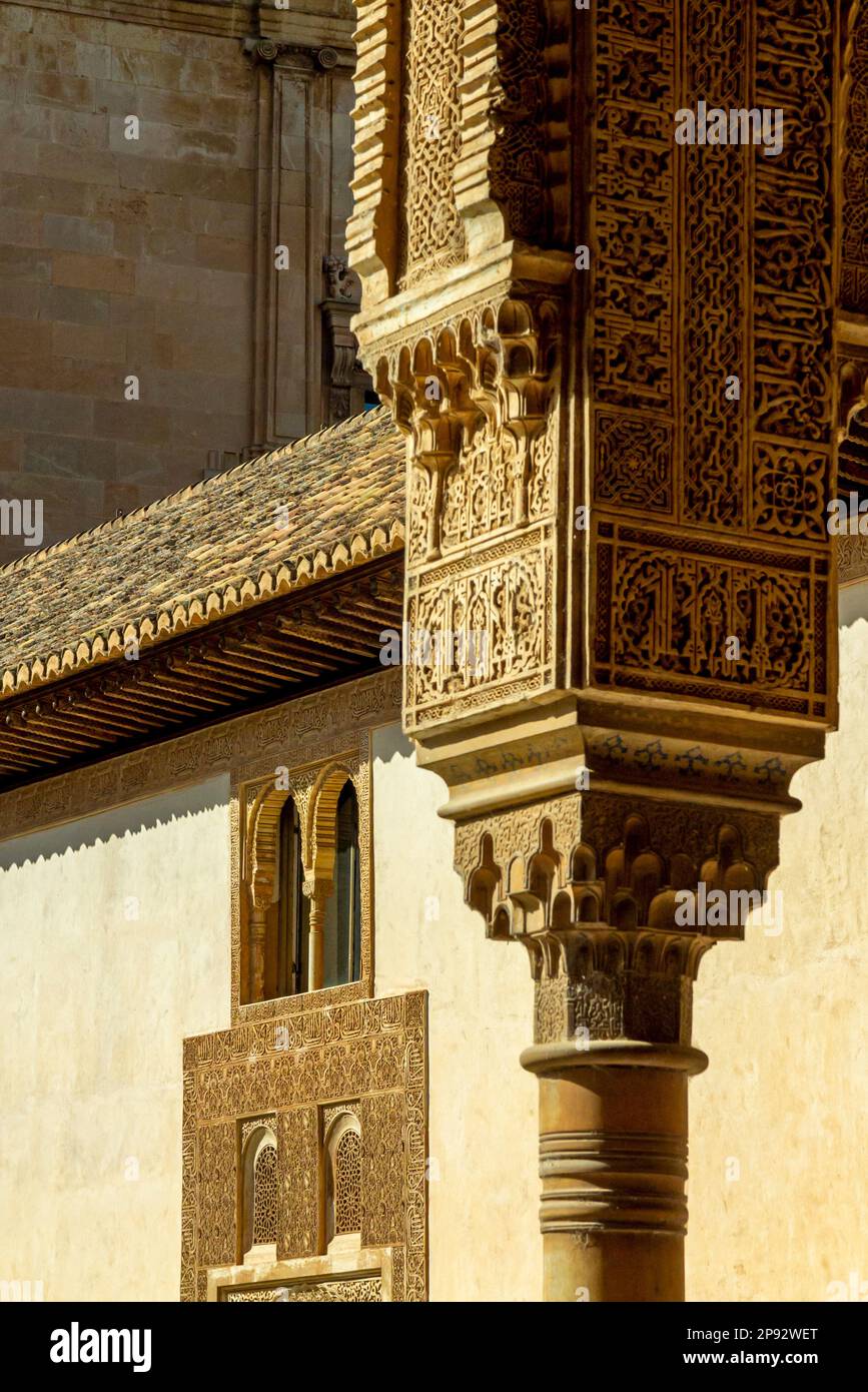Islamic decorations in the Alhambra Palace in Granada Andalucia Spain a ...