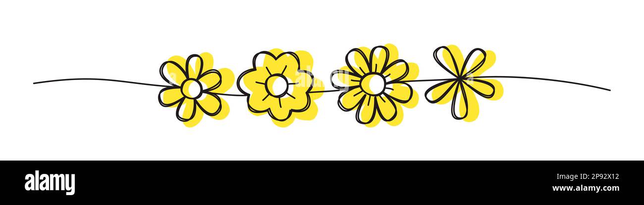 Doodle floral spring scribble banner on white background Stock Vector ...